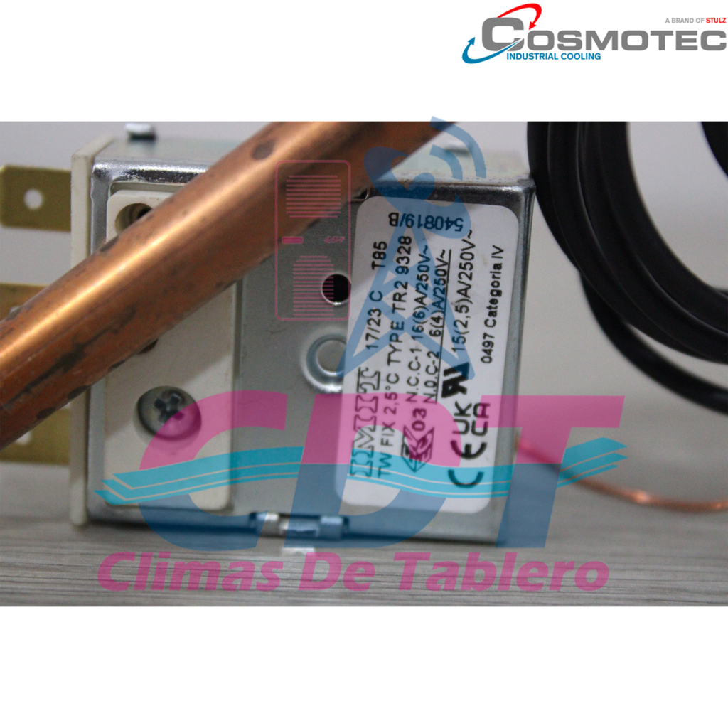 Termostato marca Cosmotec, modelo: 0300000010 - Climas de Tablero