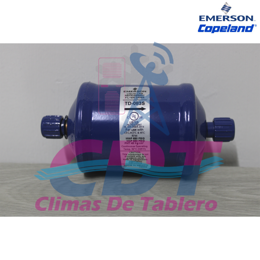 Filtro deshidratador Emerson Modelo TD-083S - Climas de Tablero